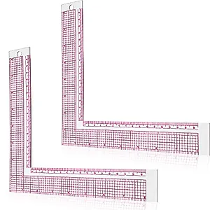 Plastic Sewing Ruler L-Square Curve Ruler Sewing Measure Tailor Ruler Clear Sewing Ruler for Tailor Craft Tool Drawing Measuring Supplies (2)