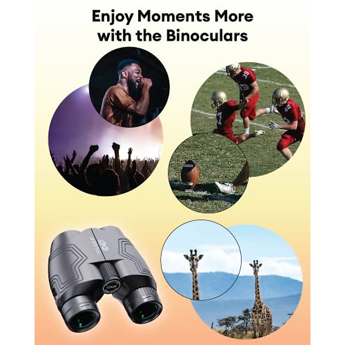 New 2023 12x25 Compact Binoculars for Adults Kids with Low Light Night Vision - Waterproof Easy Focus Binoculars for Hunting Bird Watching Outdoor Travel Sport Games - Large Eyepiece