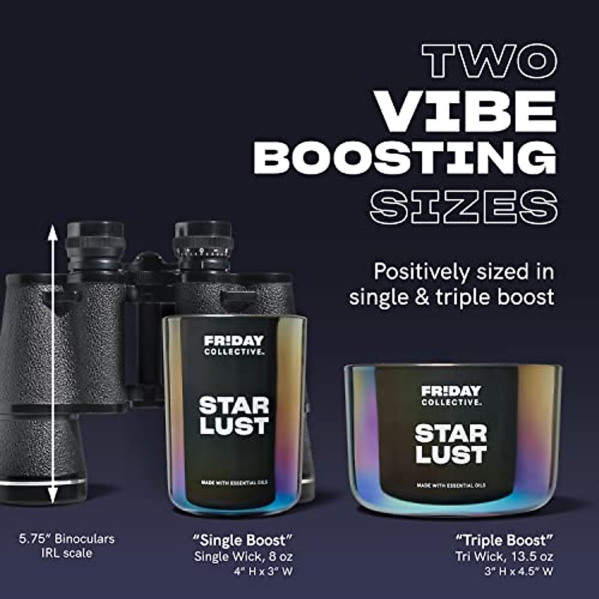 Friday Collective Star Lust Candle, Fresh & Clean Scented, Made with Essential Oils, 3 Wicks, 13.5 oz