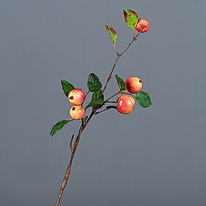 GWOKWAI 3Pcs Artificial Apple Branch, 19In Fake Apple Tree Simulation Lemon Branches with Artificial Fruit Apple for Home Wedding Party Garden Decoration Flower Arrangement Art