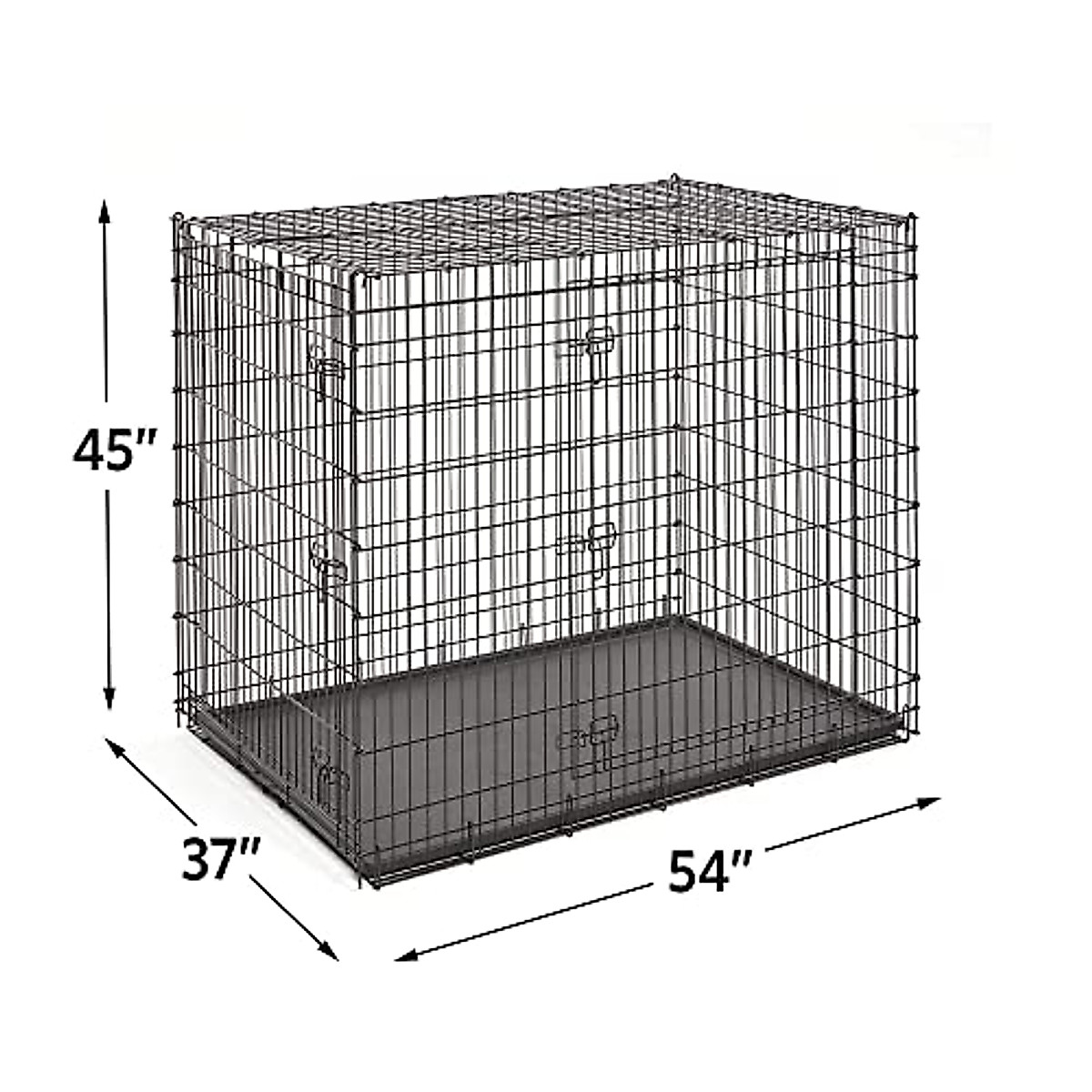 Midwest Homes for Pets SL54DD Ginormus Double Door Dog Crate for XXL for the Largest Dogs Breeds, Great Dane, Mastiff, St. Bernard, Black