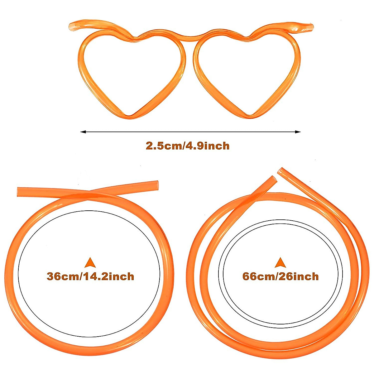 Silly Kids Fun Glasses Straws 10 sets, Crazy Fun Heart Drinking Straws for kids, Curly Round Heart Funny Straws for Children Adult, Party Competition Game Straw Novelty Plastic Straws