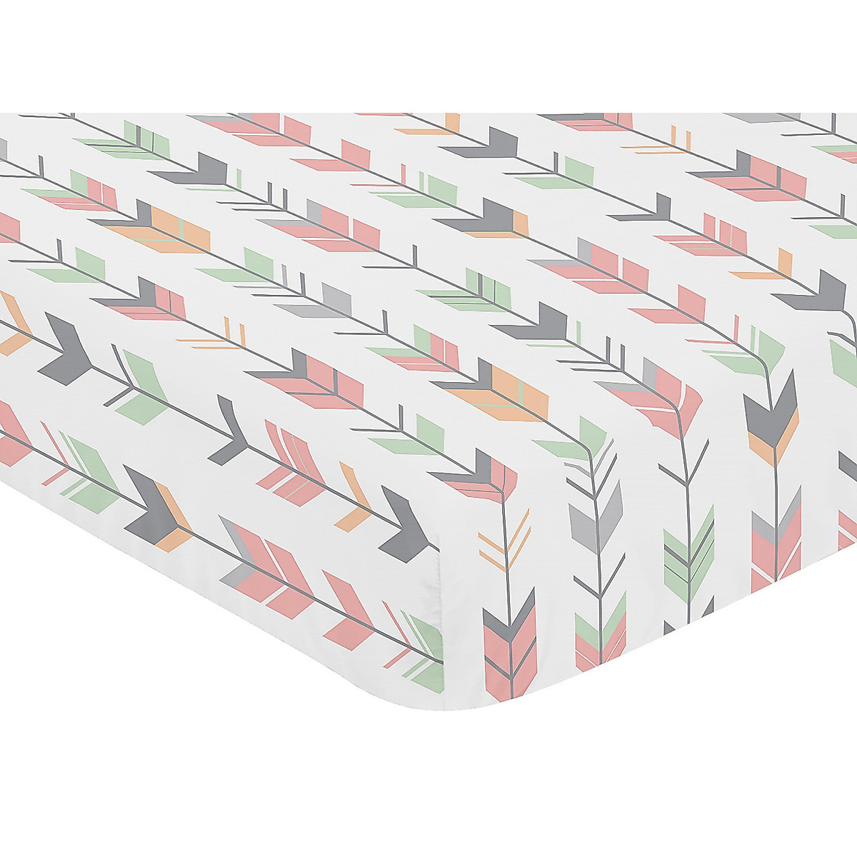 Fitted Crib Sheet for Grey, Coral and Mint Woodland Arrow Baby/Toddler Bedding Set Collection - Arrow Print