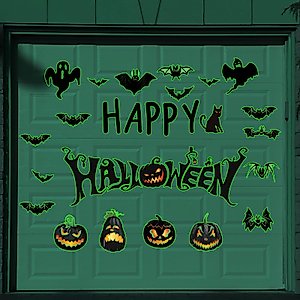 28 Pcs Halloween Garage Door Decorations Magnets Black Bats Glow in The Dark Garage Door Magnets Luminous Pumpkin Bat Automotive Magnetic Decorations Halloween Car Reflective Magnet for Party Decor