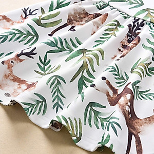 Aalizzwell Toddler Little Girls Ruffle Flare Tunic Dress Top Red Leggings Pants Fall Winter Deer Outfit Set Clothes (White, 3T)