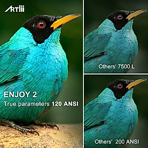 Artlii Enjoy2 Projector with WiFi and Bluetooth, Mini Projector, Portable Projector, Compatible with TV Stick, iOS, Android