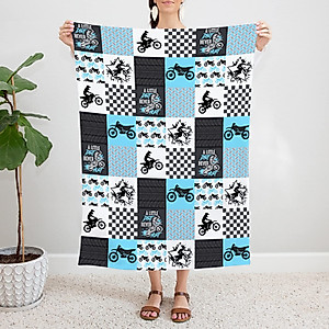 Motocross Blanket, Motocross Baby Boy Blanket, Dirt Bike Baby Blanket, Aqua Blue, Grey, Black, Dirt Bike Motocross Nursery, Blanket, Super Soft Plush Blanket for Kids for Kids, Crib