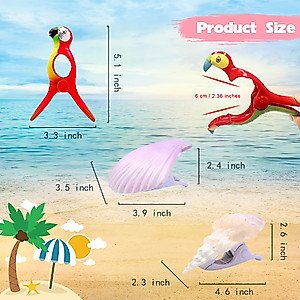 4 PCS Beach Towel Clips, Heavy Duty Towel Clip, Cute Beach Towel Clips for Beach Chairs, Flamingo Parrot Shell Towel Holder Jumbo Size for Clothes Quilt Blanket Home Patio Pool Chair Cruise (Parrot 1)