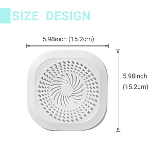 Pagabach Hair Catcher Drain Strainer Cover for Shower Square Silicone Hair Stopper with Suction Cup Mesh for Bathroom Bath Tub Bathtub Kitchen Sink White 2 Pack