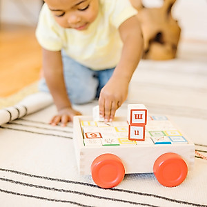 Melissa & Doug Classic ABC Wooden Block Cart Educational Toy With 30 1-Inch Solid ABC Wood Blocks For Toddlers Ages 2+