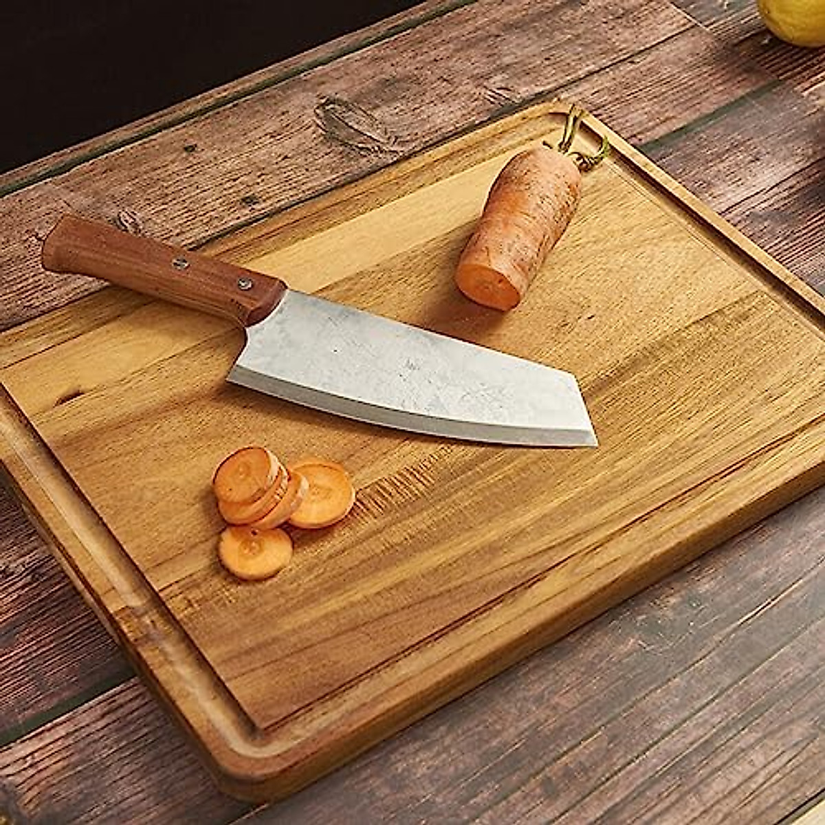 Kichvoe Wood Cutting Board Paddle Charcuterie Boards Kitchen Chopping Boards Food Tray Cheese Bread Pizza Snack Serving Plate for Meat Vegetables Fruit Bread 40X30X2cm