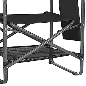 KingCamp Premium Extra Heavy Duty Wide Camping Directors Chairs Supports 300lbs for Adults, Padded Folding Portable Camping Chair with Side Table Storage Pockets Carry Straps, Black