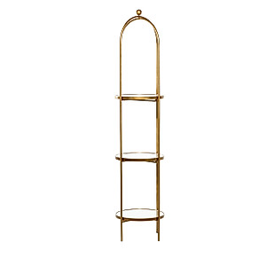 Deco 79 Metal 3 Shelf Shelving Unit with Mirror Shelves, 18" x 18" x 73", Gold