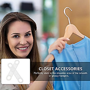 DOITOOL Hanger Grip Strip 50PCS Clear Non- Slip Rubber Clothes Hanger Grips, Clothing Hanger Strips Windproof Silicone Clothes Hanging Accessories Hanging Clothes Gripper