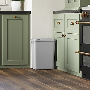 Dowell 35L Wastebasket Trash Container, 37Qt/9.2Gal, Plastic, Stackable, for Kitchen/Bathroom/Office, Fits Under Sink/Desk (Grey 4000 35 04)