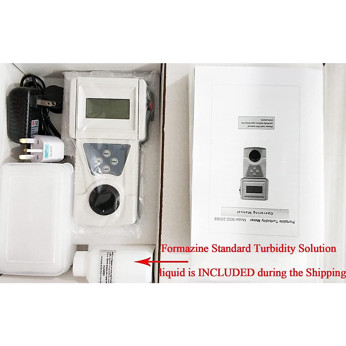 HFBTE Turbidity Turbiditor Meter Turbidimeter Sewage Tap Water Quality Detector with LCD Large Bright Measuring Range 0 to 20 NTU Minimum Indication 0.01 NTU Measuring Principle 90°Scattered Light