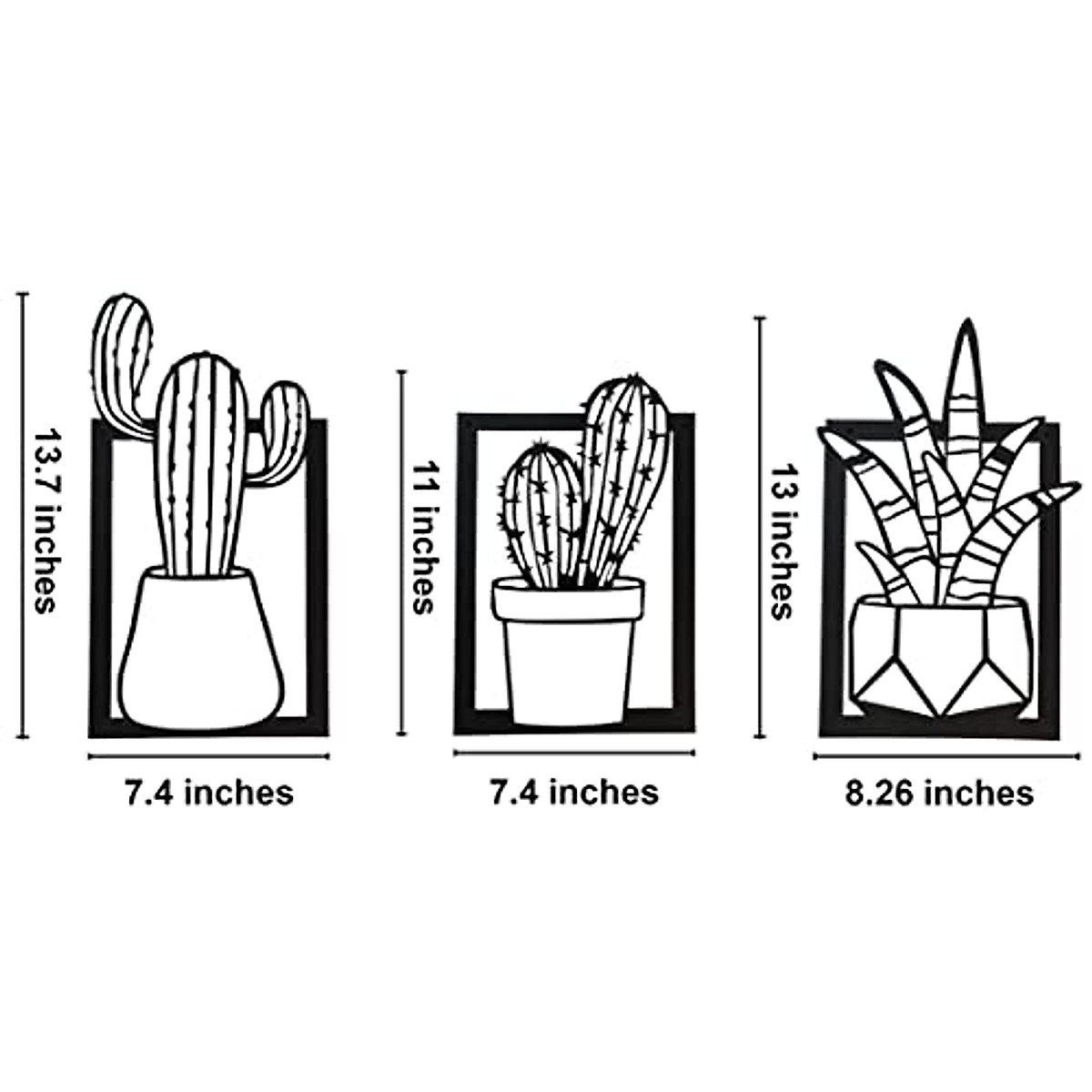 EFOLKI Metal Wall Art Decor, Boho Farmhouse Home Kitchen Bathroom Bedroom Living Room Wall Decor, Outdoor Patio Garden Wall Decor, Plant Cactus Metal Wall Art Hanging (Black)