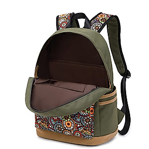 Swacort Backpack for School Women Canvas Travel Laptop Backpacks for Boys Girls Schoolbag Toddler Kids Bookbag Casual Lightweight Back Pack Cute Carry on Tactical Daykpack Army Green