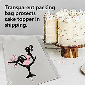 Pink Glitter Silhouette High Heeled Sitting Girl Cake Topper Makeup Spa 30 Dirty Theme Party Decoration Supplies Girl Lady Women 30th Happy Birthday Party Decor Supplies