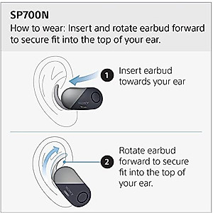 Sony Wireless Bluetooth in Ear Headphones: Noise Cancelling Sports Workout Ear Buds - Cordless, Sweatproof Sport Earphones, Built-in Microphone, Extra BASS WF-SP700N/B Black (Renewed)