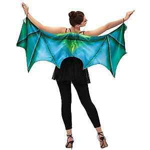 Seasons Halloween Women Dragon Cape Wings,Green or Purple (One Size Fits Most) (Green)