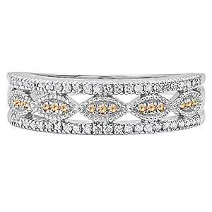 Dazzlingrock Collection 0.27 Carat (Ctw) Sterling Silver Champagne & White Diamond Ladies Wedding Band 1/4 CT, Size 6.5