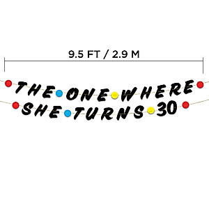 Friends Themed 30th Birthday Black Glitter Banner - Happy 30th Birthday Party - 30th Birthday Party Decorations and Supplies