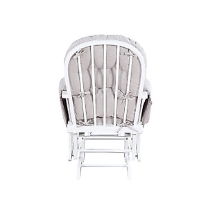 Suite Bebe Carson Glider and Ottoman in White Wood and Woven Gray Fabric