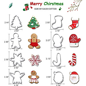 Christmas Cookie Cutters, 8Pcs Winter Holiday Cookie Cutter Set, Stainless Steel Metal Cutter with Gingerbread Men,Christmas Tree,Snowflake, Candy Cane, Angel, Santa Face,Stocking,Mitten