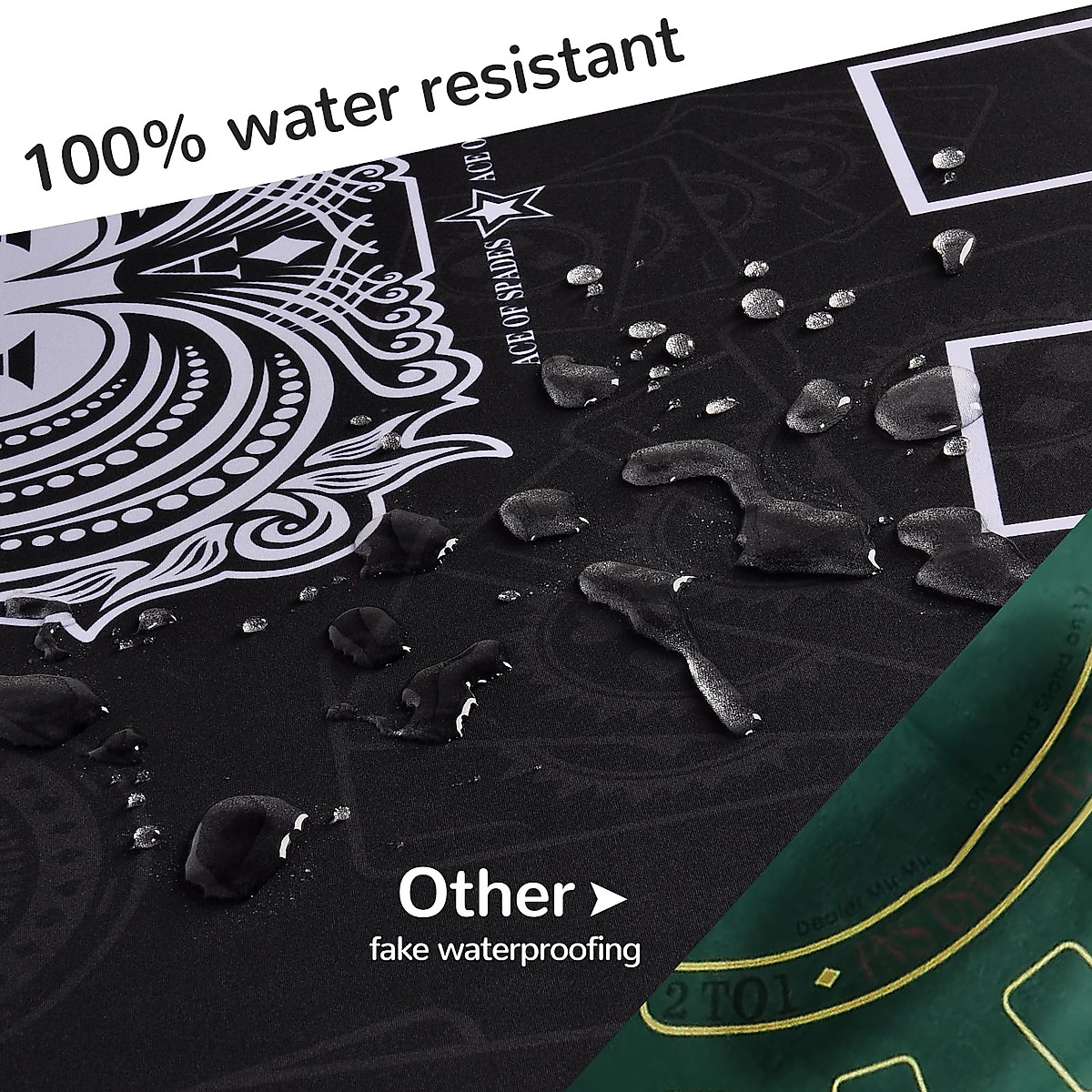 FURUISEN Waterproof 70 x 35 Inch Texas Hold'em Poker Mat for Table, Portable Poker Table Top with Smooth Premium Surface, Noise Reduction, and Zipper Handbag for Professional Poker Games Casino Games