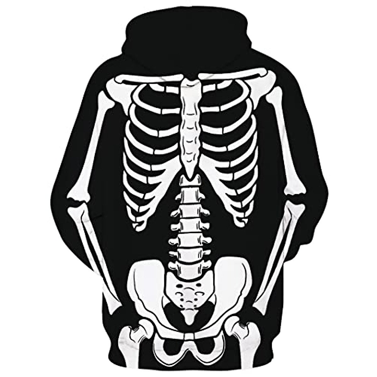 Idgreatim Men Women Halloween Skeleton Hoodie Novelty Realastic 3D Graphic Pullover Sweatshirt with Pocket Novelty Cpsplay Hoody Jacket for Dead Parades XL