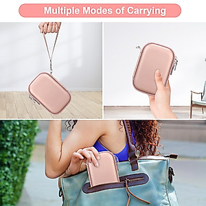 Canboc Digital Camera Case for CAMKORY/Sevenat/Lecran/Besungo/VAHOIALD/BEVLXNIV/IWEUKJLO Video Vlogging Camera and Other Compact Portable Mini Teens Cameras, Mesh Bag fit Cable, Rose Gold