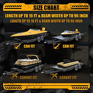 TMS 19 Ft Boat Cover with 96 Inch Beam Width for Bass Boat, Jon Boat, V-Hull Boat, Tri-Hull Boat, Fishing Runabouts, 8000 Pa Full Boat Hull Protection (Black)