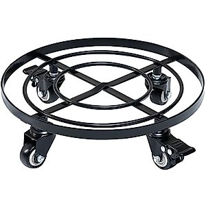 Idzo Round Heavy Duty Plant Caddy with Wheels, Cast Iron Plant Dolly, Plant Stand with Wheels, Load Capacity 180 Lbs, Repositioning Heavy Pots, Hauling Heavy Household Items, 12 Inch - Black