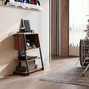 Fenge Bookshelf, 4 Tier Industrial Bookcase, Ladder Book Shelf with Storage Organizer, Small Bookshelves and bookcases for Office, Bedroom, Living Room