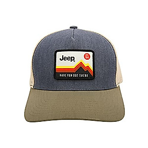 Jeep Have Fun Out There Trucker Snapback Patch Hat Grey/Army Green/Cream