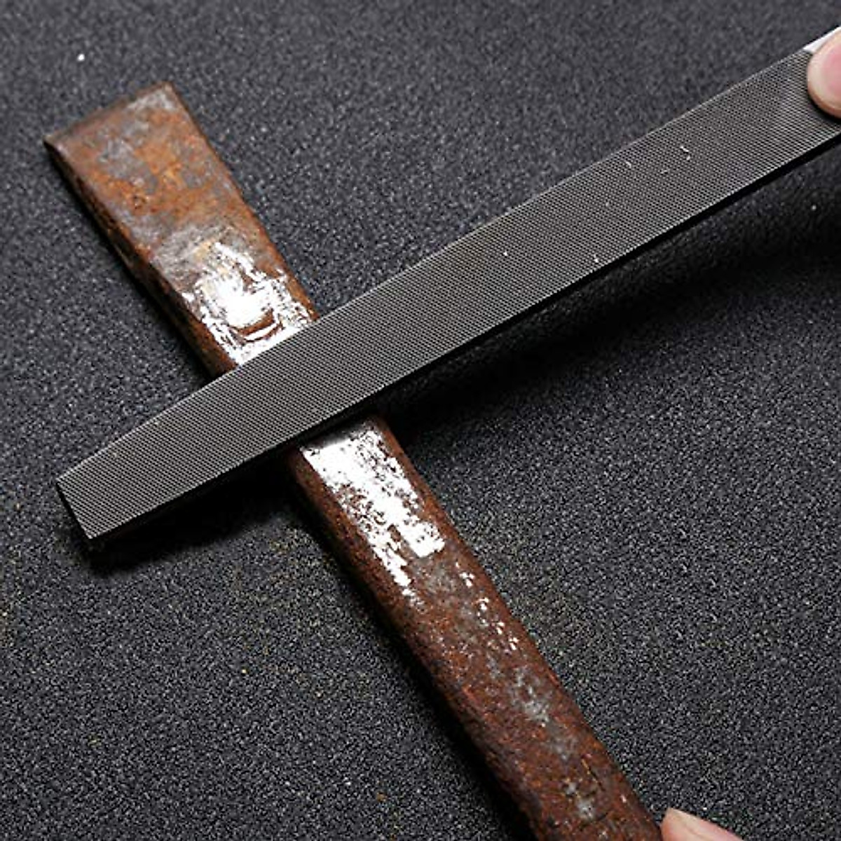 KALIM 8 Inch Flat Hand File with High Carbon Hardened Steel, Ergonomic Grip, Plastic Non-Slip Handle …