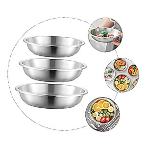 SWOOMEY 3pcs Stainless steel dish dinner plate nonstick nesting plates sizzling platter appetizer plates metal plate bowl gold charger plates bbq plate stanly fruits thicken South Korea