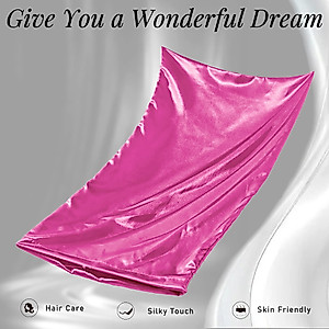 Manyshofu Hot Pink Satin Pillowcase for Hair Protection- 2Pcs Queen Pillow Cases, Luxury & Silky Pillowcases 20x30 Pillow Covers with Envelope Closure