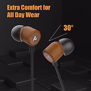 Lightning Headphones ADPROTECH Wired Earbuds Wood MFi Certified Earphones in-Ear Magnetic Headset with Microphone and Volume Controller Compatible iPhone 14 13 12 11 Pro Max iPhone XS Max XR Rose Gold