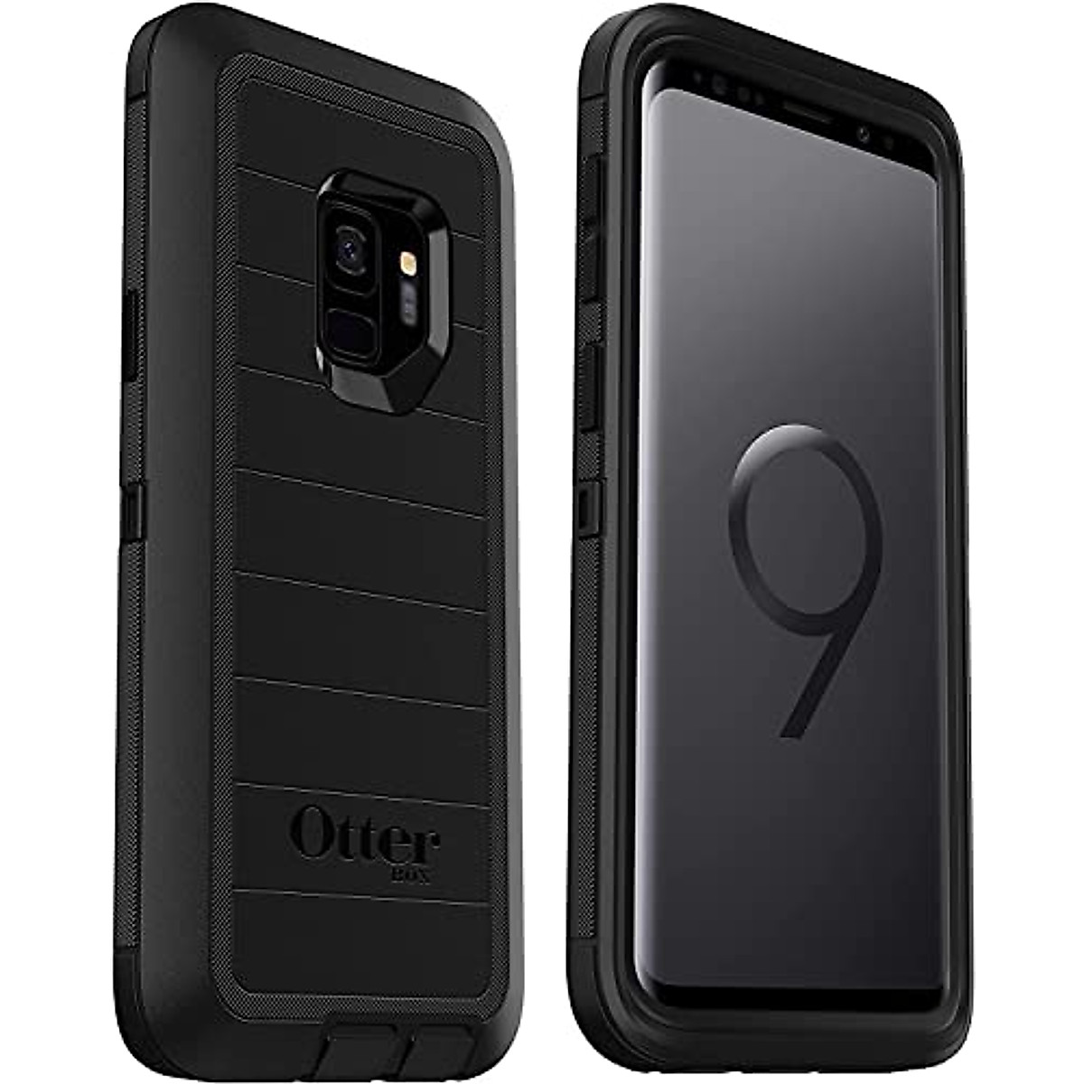 OtterBox Defender Series Rugged Case & Belt Clip Holster for Samsung Galaxy S9 (ONLY) Non-Retail Packaging - Black - with Microbial Defense