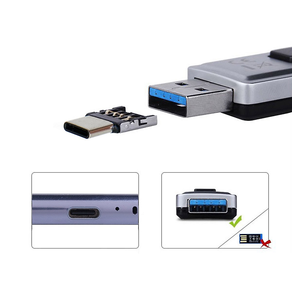 chenyang 5 Pack USB C OTG Adapter USB C Male to USB 2.0 Female Ultra Mini Size Connector Adapter