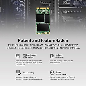 Transcend 128GB MTS430S M.2 2242 SATA3 SSD, Internal Solid State, Compatible with Laptop & PC Desktop - TS128GMTS430S
