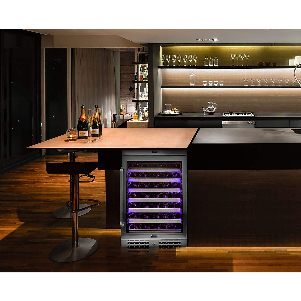 Whynter BWR-545XS Elite Spectrum Lightshow 54 Bottle Stainless Steel 24 inch Built Touch Controls and Lock Wine Refrigerator, One Size