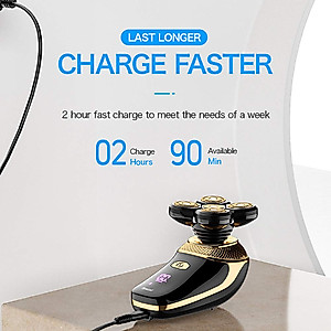 Head Shavers for Bald Men-Flowind Electric Razor for Men with LED Display, Faster-Charging 5D Floating Waterproof Mens Shaver with Hair Clippers,Nose Hair Trimmer Gold…