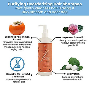 Hair Shampoo for Women & Men | Sulfate Free Shampoo with Japanese Persimmon Formula Eliminates Hair Odor & Hydrates Dry Hair | 13.5 oz