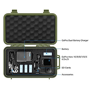 Smatree Waterproof Hard Case Compatible for Gopro Hero 11/10/9/8/7/6/5/Hero 2018 /DJI Osmo Action, Portable, Shock, Durable (Camera and Accessories NOT Included) (Green)