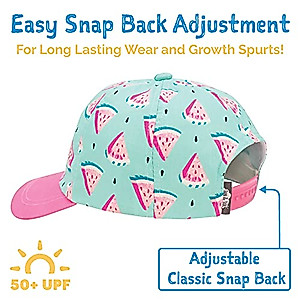 JAN & JUL Kids Baseball Cap for Girl, Pink Cotton Hat (Watermelon, 2-12 Years)