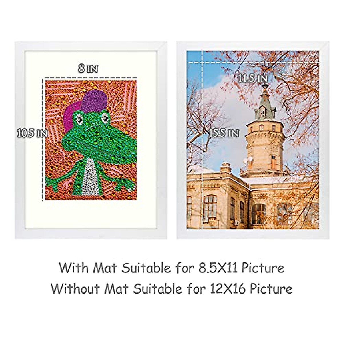 Frametory 12x16 Picture Frame, Display Pictures 8.5x11 with Mat or 12x16 without Mat, for Poster Print Diamond Painting Wall Frame - Wide Molding (12x16, White)