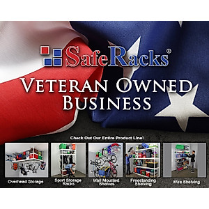 SafeRacks Wall Shelves - 4 Pk 24"x48" Wall Mountable Shelving Unit for Storage Rack, Pantry Shelves, Utility Shelving, Heavy Duty Shelves w/8 Accessory Hooks, 500lbs Capacity, Hammertone